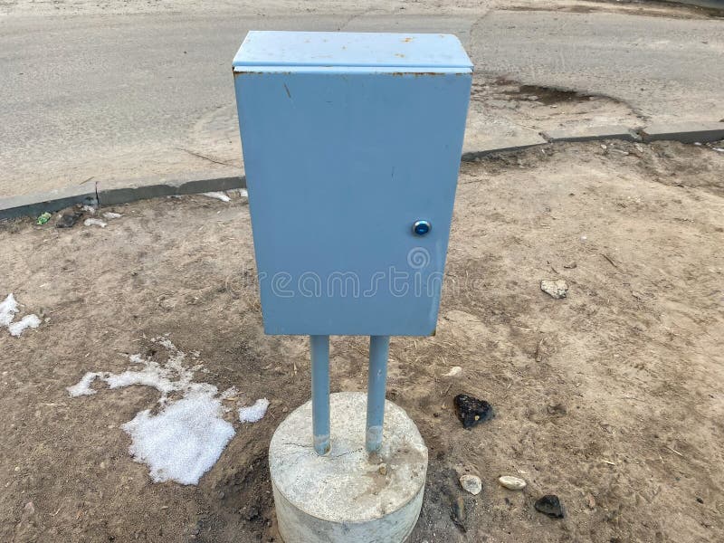 A Lockable Metal Electrical Box that is Located Outside Stock Image ...