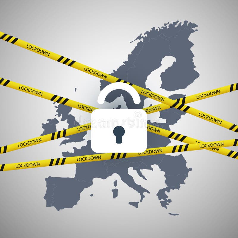 Lockdown in the European Union Stock Vector - Illustration of health ...