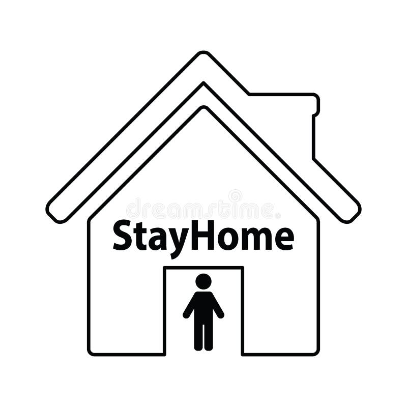 Lockdown Icon Home Icon with Lock Symbol Quarantine Stay Home Sign ...