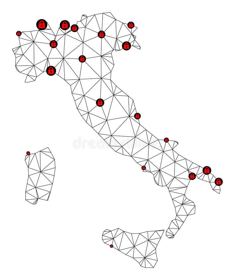 Lockdown Polygonal Carcass Mesh Vector Map of Italy Stock Vector ...