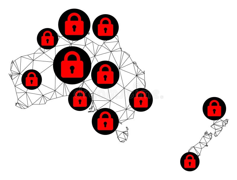 Lockdown Polygonal 2D Mesh Vector Map of Australia and New Zealand ...