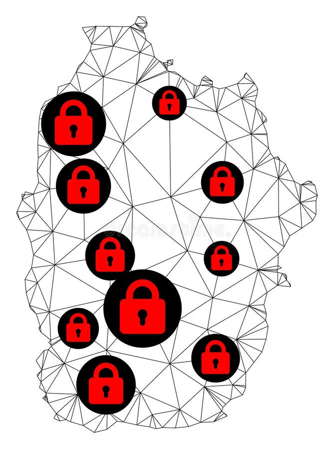 Lockdown Polygonal 2D Mesh Vector Map of Azores - Flores Island Stock ...