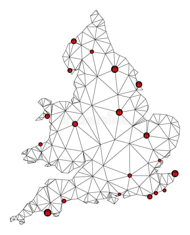 Lockdown Polygonal 2D Mesh Vector Map of England Stock Vector ...