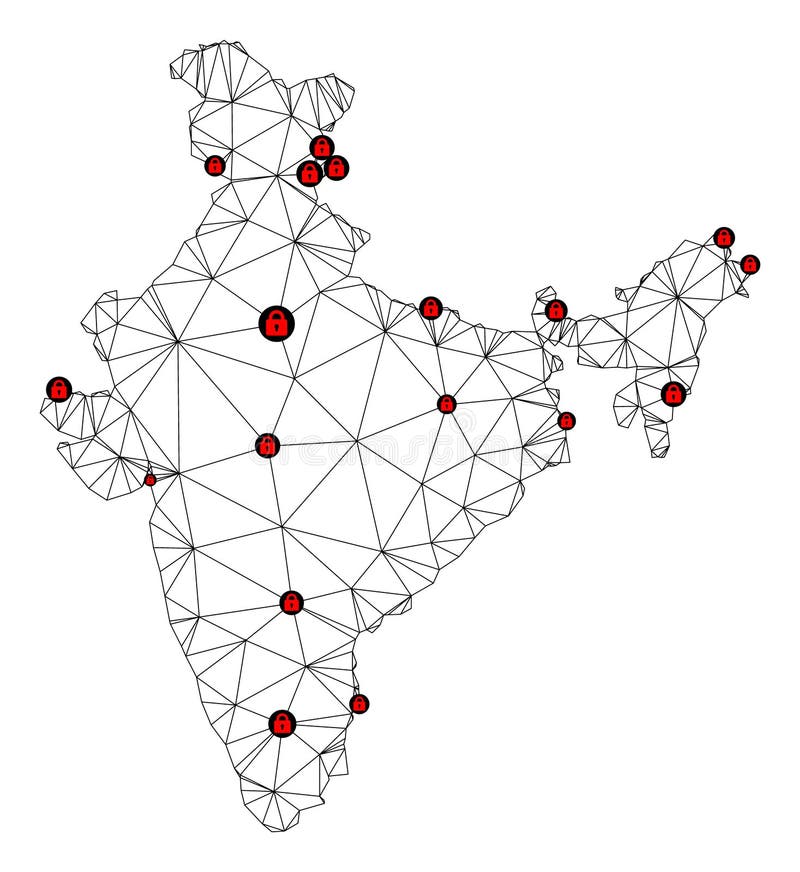 Lockdown Polygonal 2D Mesh Vector Map of India Stock Vector ...