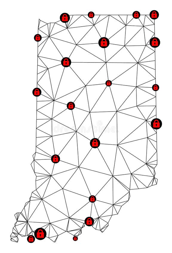 Lockdown Polygonal 2D Mesh Vector Map of Indiana State Stock Vector ...