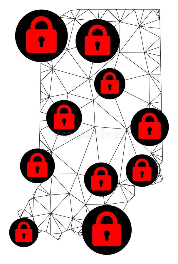 Lockdown Polygonal 2D Mesh Vector Map of Indiana State Stock Vector ...