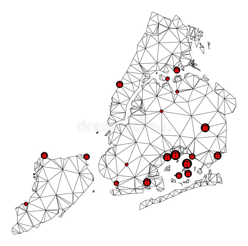 Lockdown Polygonal 2D Mesh Vector Map of New York City Stock Vector ...