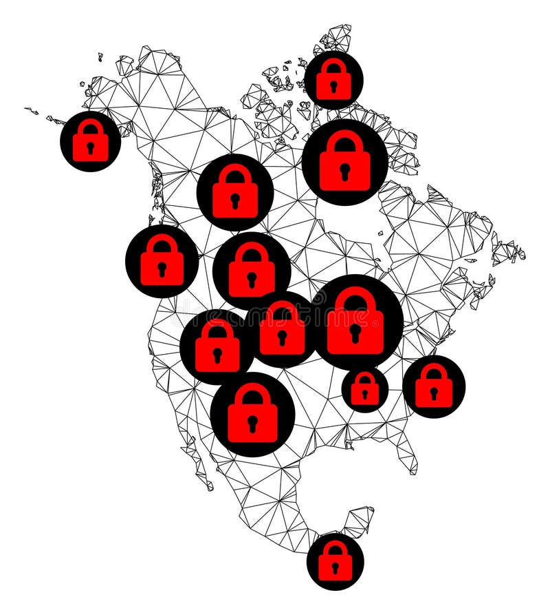 Lockdown Polygonal 2D Mesh Vector Map of North America Stock Vector ...