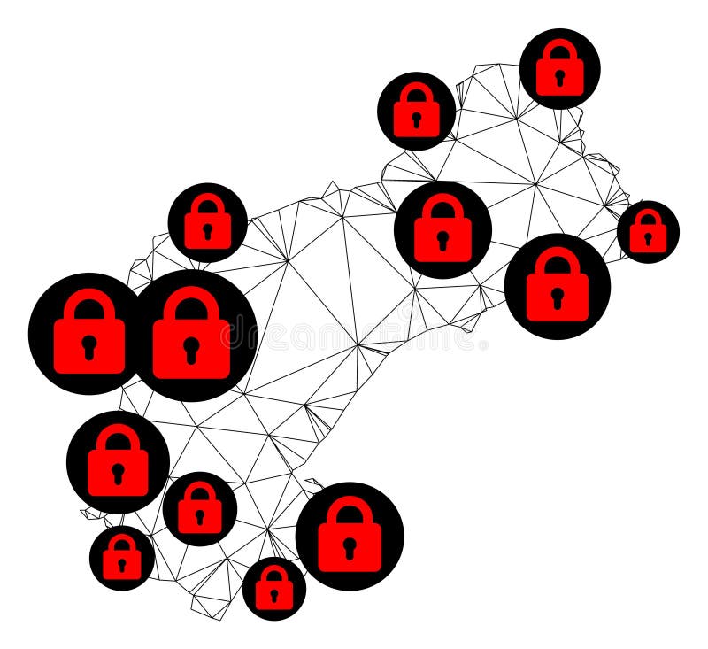 Lockdown Polygonal 2D Mesh Vector Map of Tarragona Province Stock ...