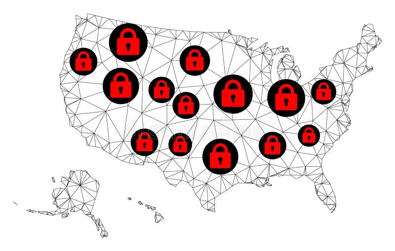 Lockdown Polygonal 2D Mesh Vector Map of USA Territories Stock Vector ... Lockdown Polygonal 2D Mesh Vector Map of USA Territories Stock Vector ...