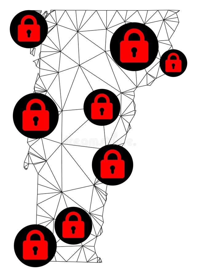 Lockdown Polygonal 2D Mesh Vector Map of Vermont State Stock Vector ...