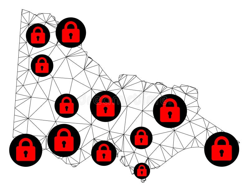 Lockdown Polygonal Network Mesh Vector Map of Australian Victoria Stock ...