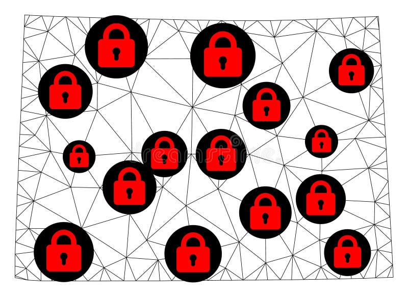 Lockdown Polygonal Network Mesh Vector Map of Colorado State Stock ...
