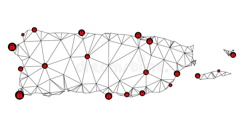 Lockdown Polygonal Network Mesh Vector Map of Puerto Rico Stock Vector ...