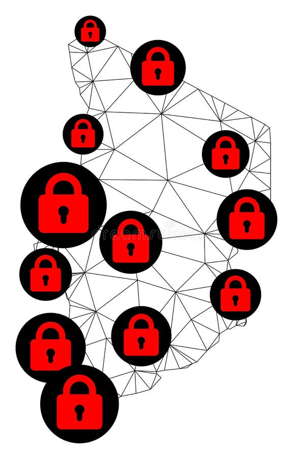 Lockdown Polygonal Wire Frame Mesh Vector Map of Chad Stock Vector ...