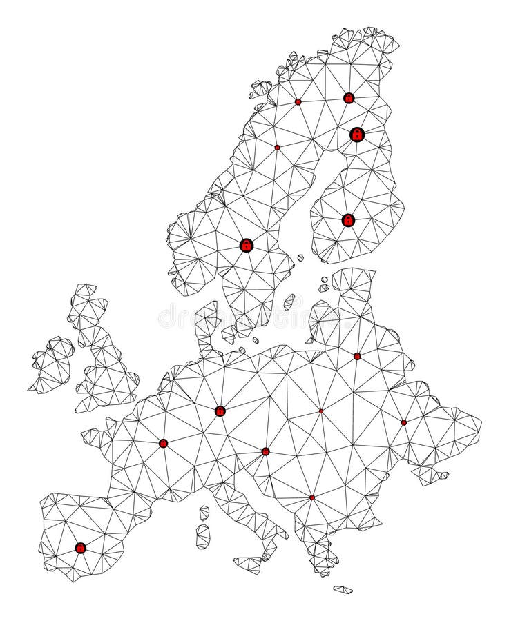 Lockdown Polygonal Wire Frame Mesh Vector Map of Euro Union Stock ...