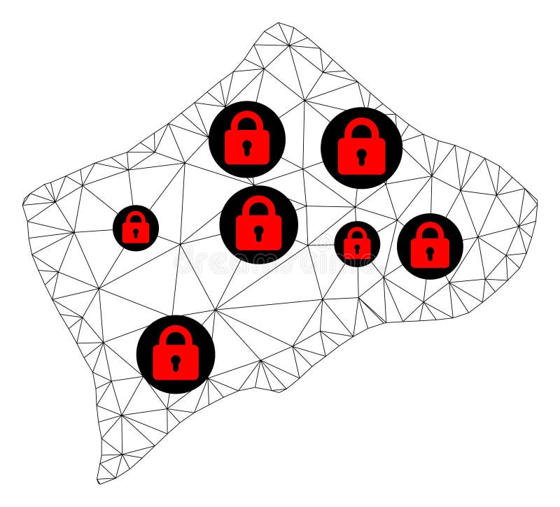 Lockdown Polygonal Wire Frame Mesh Vector Map of Small Inagua Island ...