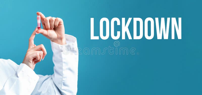 Lockdown Theme with a Doctor Holding a Laboratory Vial Stock Photo ...
