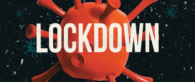 Lockdown Theme with a Red Virus Stock Illustration - Illustration of ...