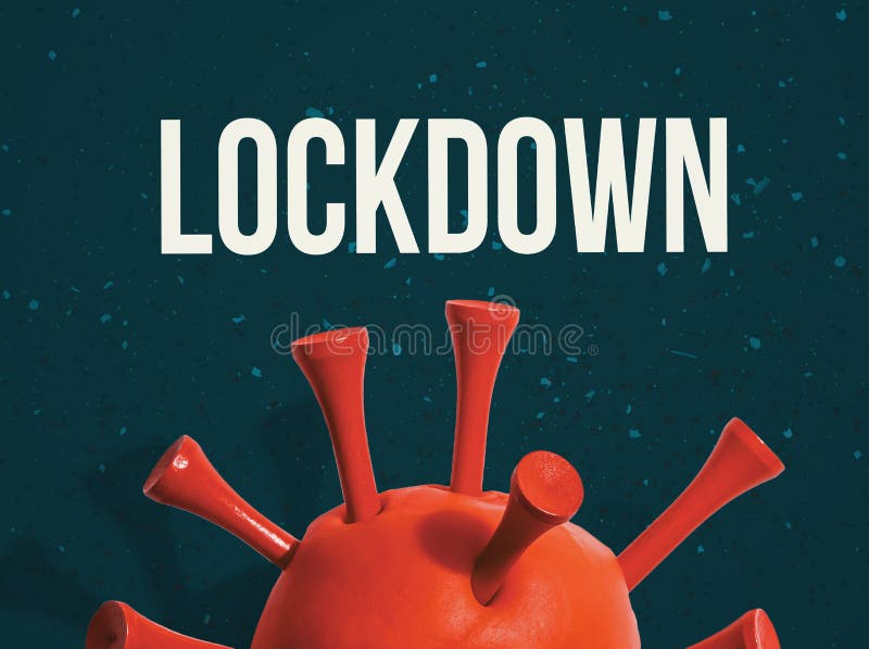 Lockdown Theme with a Red Virus Stock Illustration - Illustration of ...