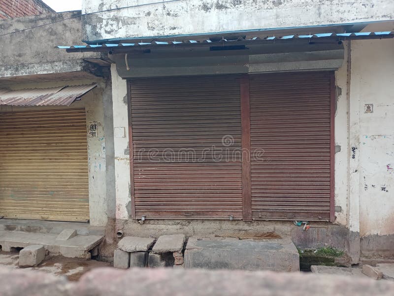 Lockdown Times the Shutter of Shops are Closed Stock Image - Image of ...