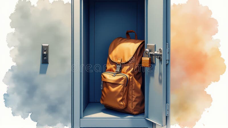 Locked Away a Glimpse Inside a School Locker Backpack in School Locker ...