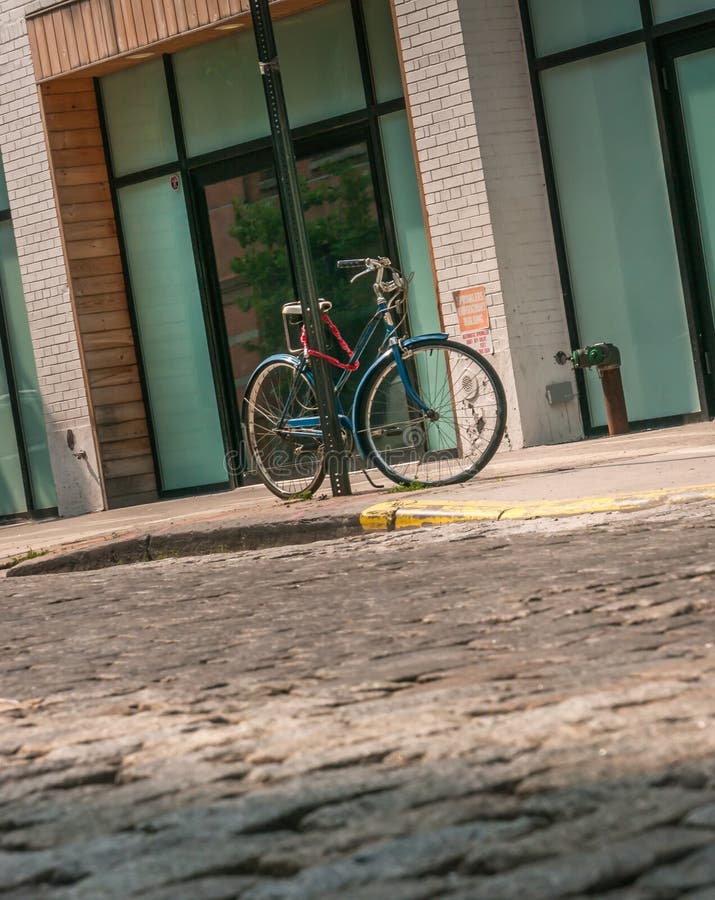 Locked Bicycle stock photo. Image of city, curbside, fenders - 71993198