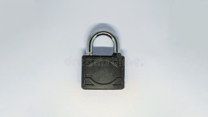 Locked Black Padlock on the White Background Shot at a High Angle or ...