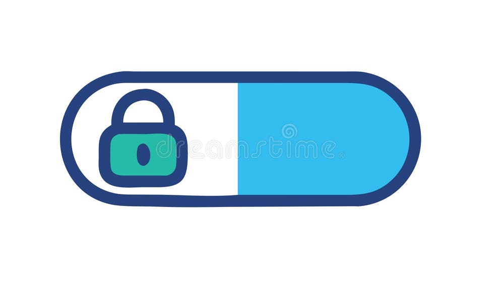 Locked Blue Toggle Switch Icon for Security Setting, Vector Design ...