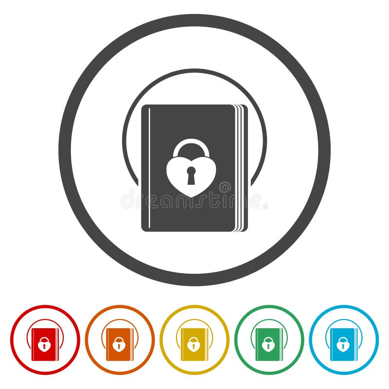 Locked Book Ring Icon, Color Set Stock Vector - Illustration of info ...