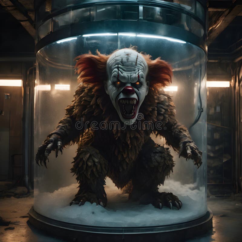 Angry Monster Clown with Thick Fur and Sharp Claws Locked in a Cold ...