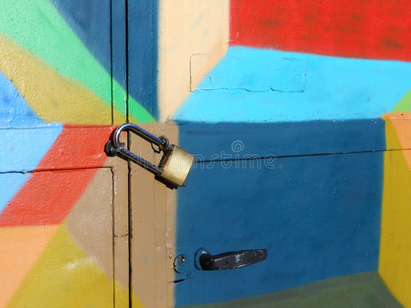 Locked colorful door stock photo. Image of door, metal - 18098252