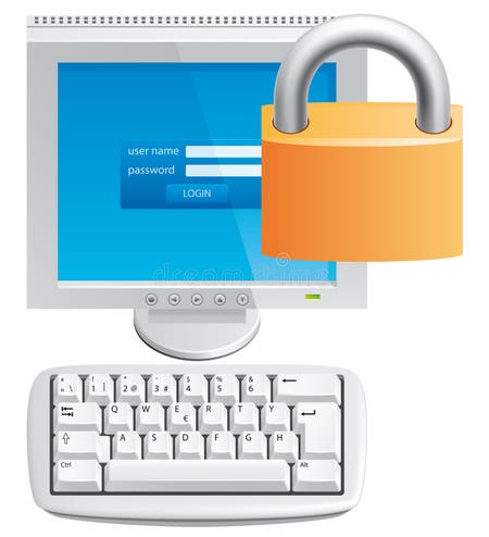 Locked computer icon stock vector. Illustration of monitor - 25404074
