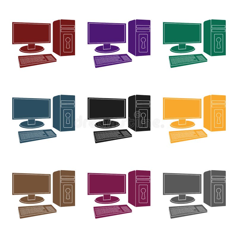 Locked Computer Icon in Outline Style Isolated on White Background ...