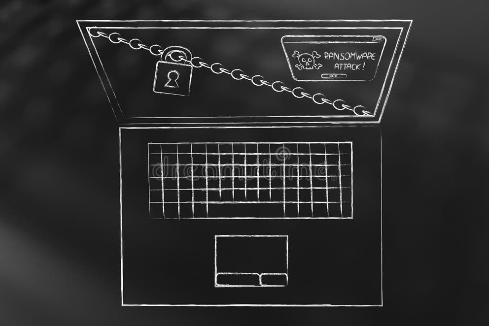 Locked Computer with Ransomware Attack Pop-up Stock Illustration ...