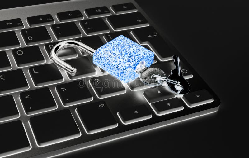Locked Computer Safe from Virus or Malware Attack. Laptop Computer ...