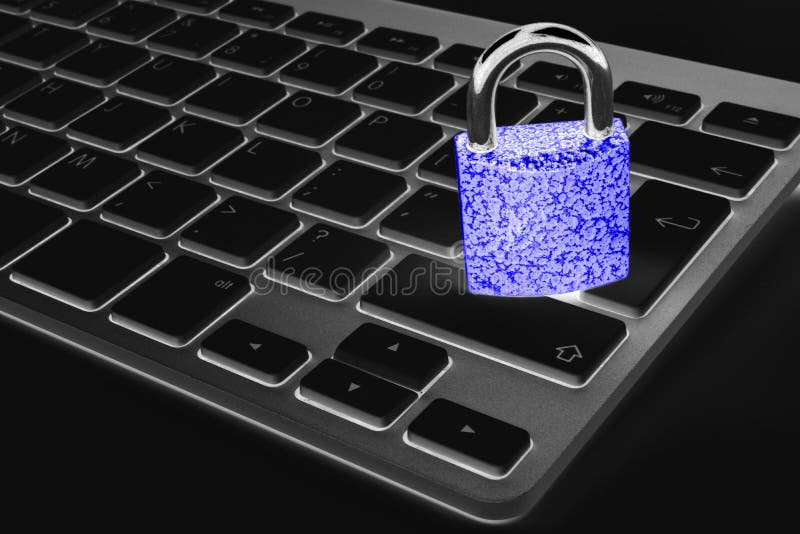 Locked Computer Safe from Virus or Malware Attack. Laptop Computer ...