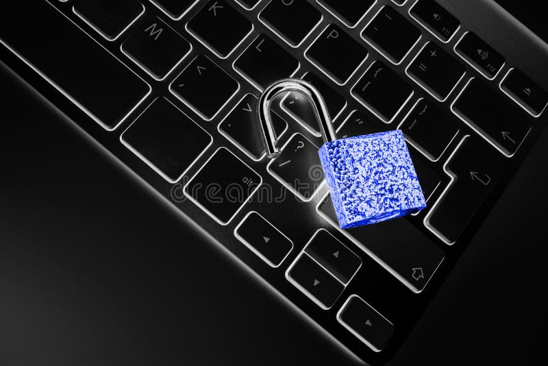 Locked Computer Safe from Virus or Malware Attack. Laptop Computer ...