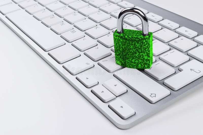 Locked Computer Safe from Virus or Malware Attack. Laptop Computer ...
