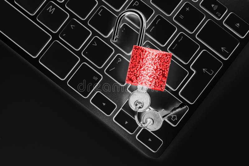 Locked Computer Safe from Virus or Malware Attack. Laptop Computer ...
