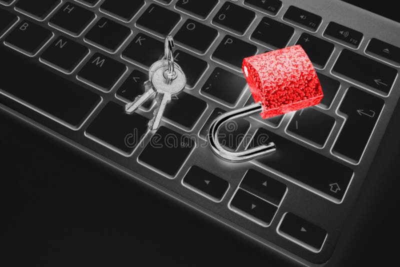 Locked Computer Safe from Virus or Malware Attack. Laptop Computer ...