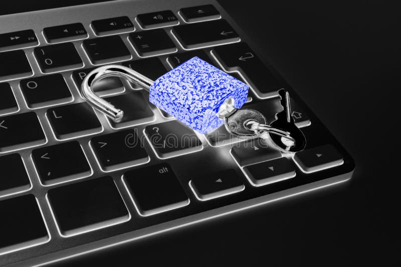 Locked Computer Safe from Virus or Malware Attack. Laptop Computer ...