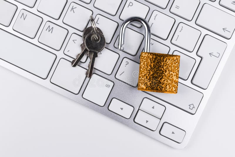 Locked Computer Safe from Virus or Malware Attack. Laptop Computer ...
