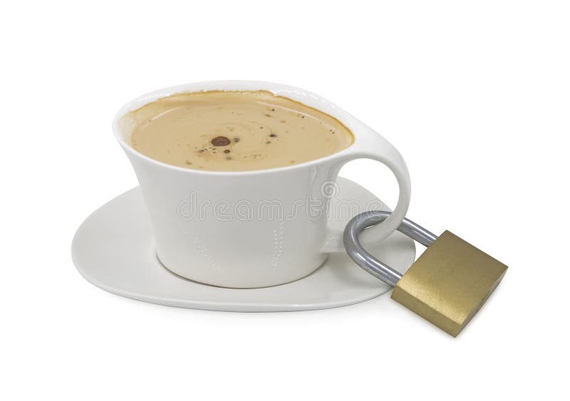 Locked cup of coffee stock photo. Image of lock, normal - 203323246