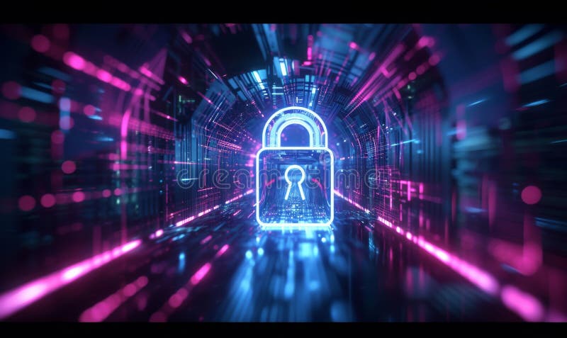 Locked Data Security Concept. Abstract Futuristic Technology Background ...