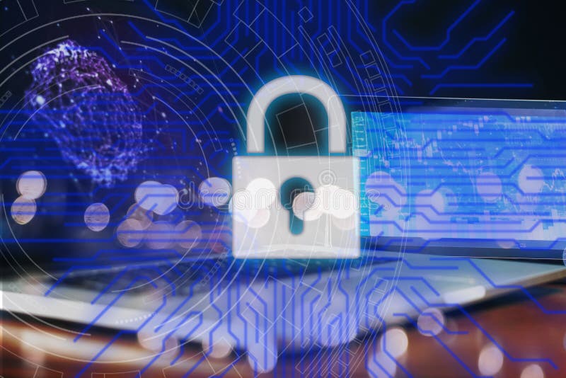 Locked Data Storage, Network Surrounding, Security Concept, Secure ...