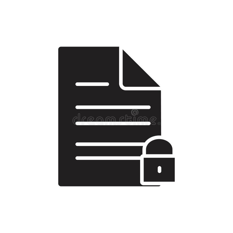 Locked Document Icon Flat Line Illustration Stock Illustration ...