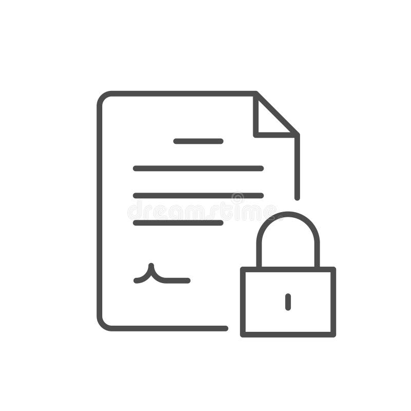 Locked Document Line Outline Icon Stock Illustration - Illustration of ...