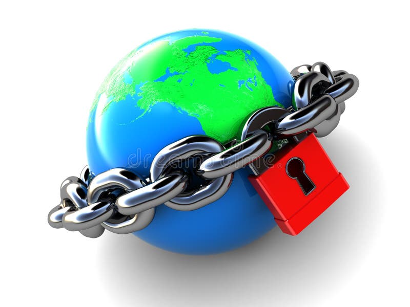 Earth Wrapped in Chains stock illustration. Illustration of metaphor ...