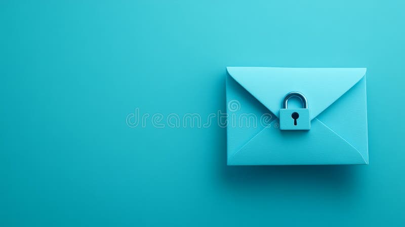Locked Envelope on a Teal Background Symbolizing Secure Mail. Stock ...